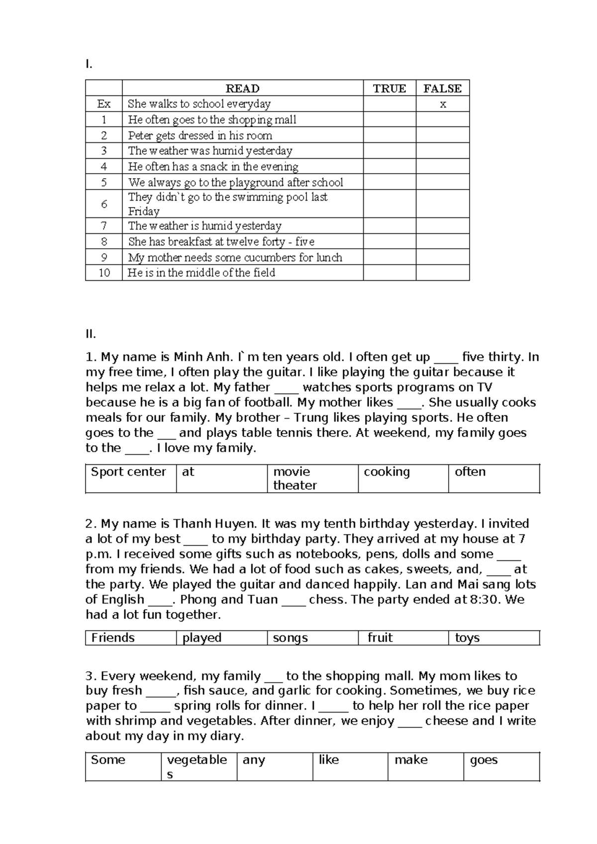 English Exercises: Daily Routines & Past Events (Level 2) - Studocu