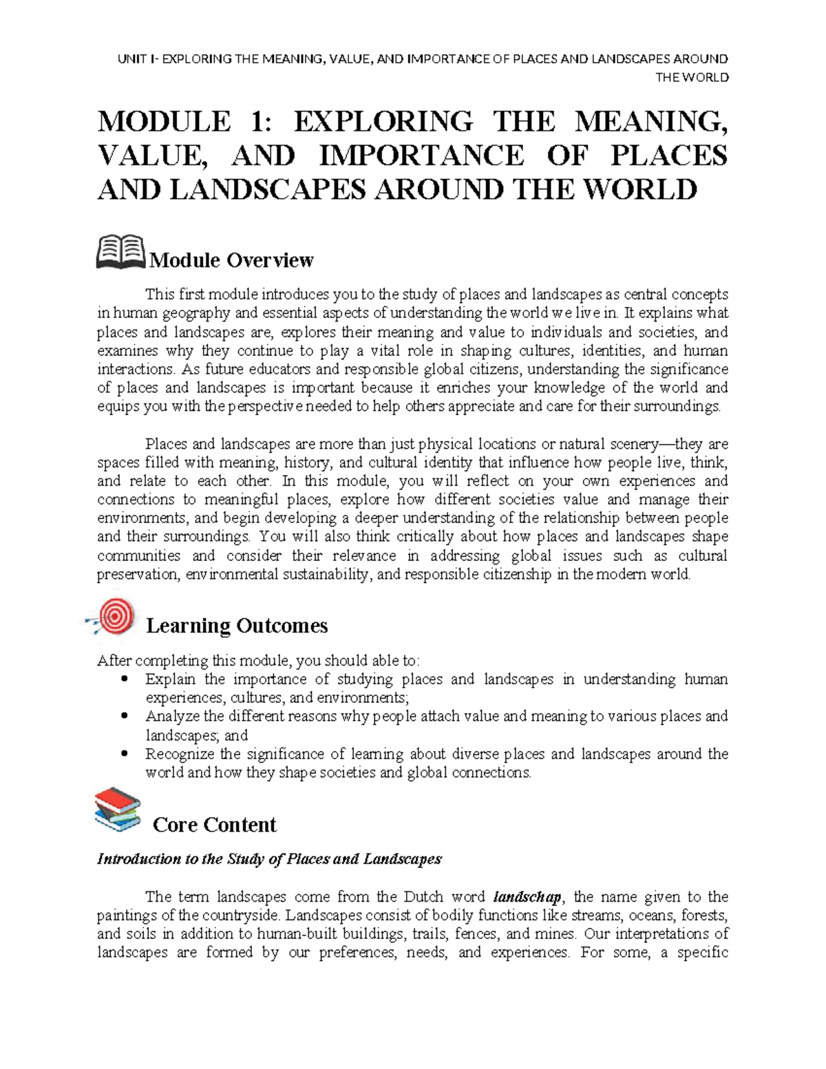 SES-14: Exploring the Meaning and Value of Global Places and Landscapes ...