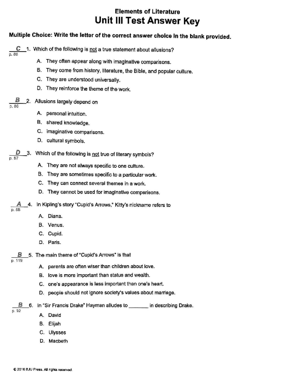 Final Exam Study Guide for Course XYZ: Literature Elements & Analysis ...
