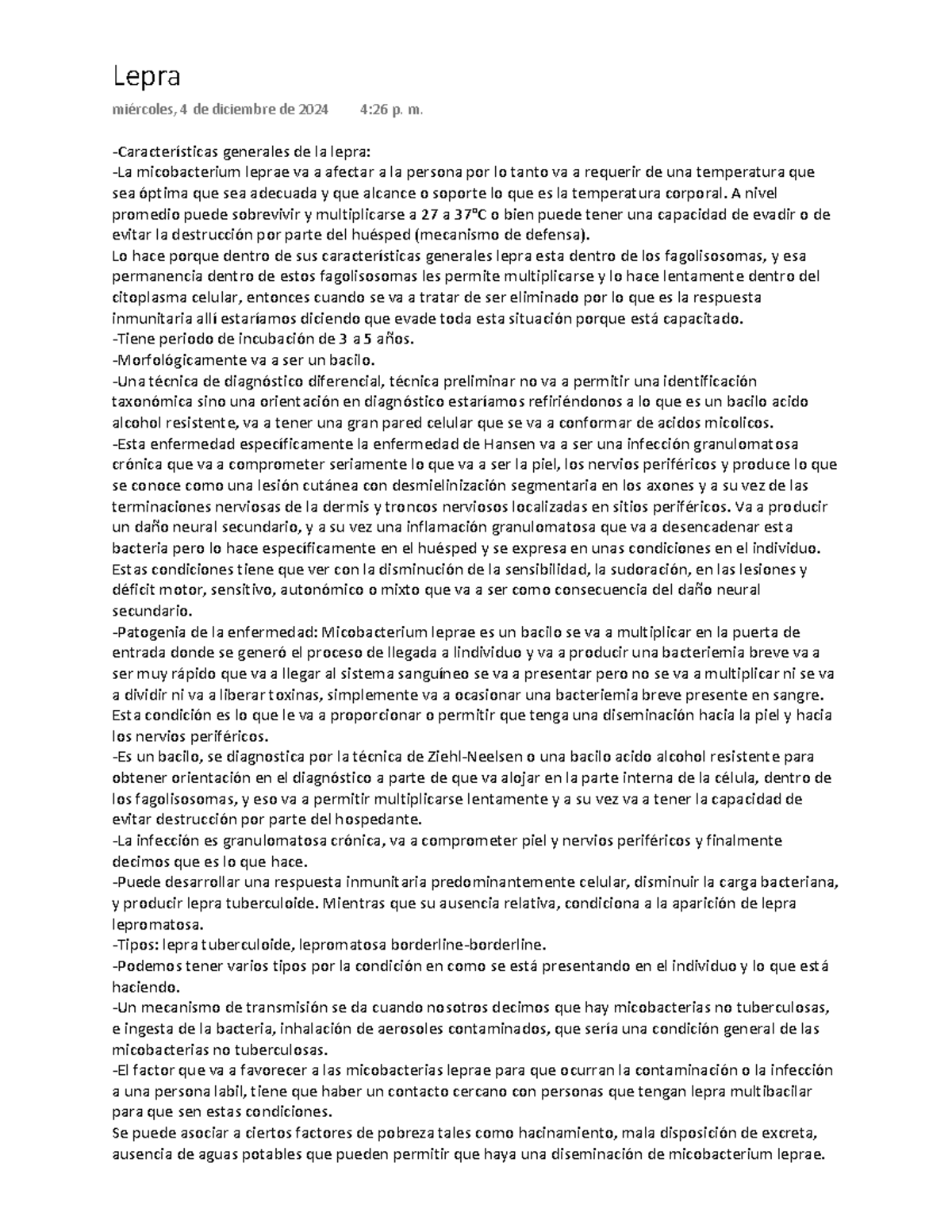Lepra: Características, Diagnóstico y Mecanismos de Transmisión - Studocu
