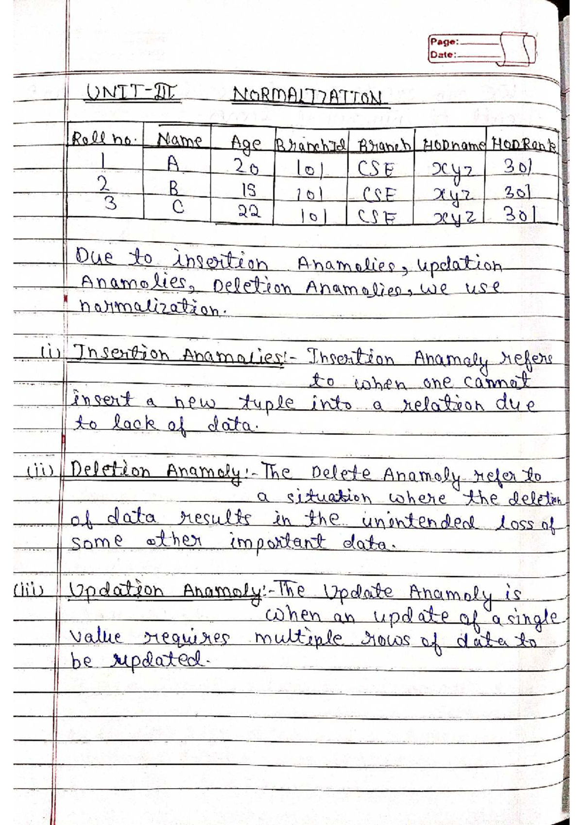 DBMS UNIT-3: Understanding Normalization and Functional Dependencies - Studocu