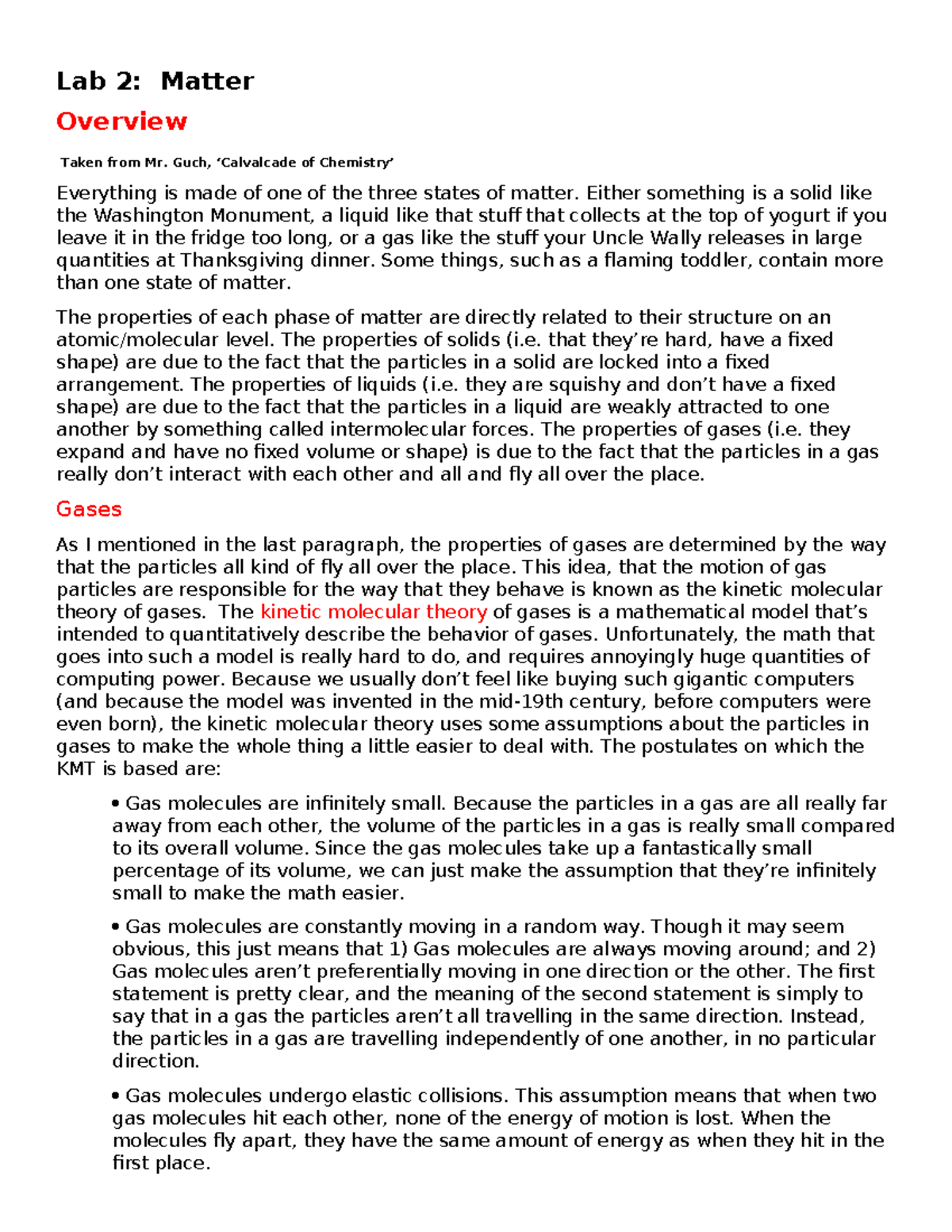 Lab 2: Overview of States of Matter and Their Properties - Studocu