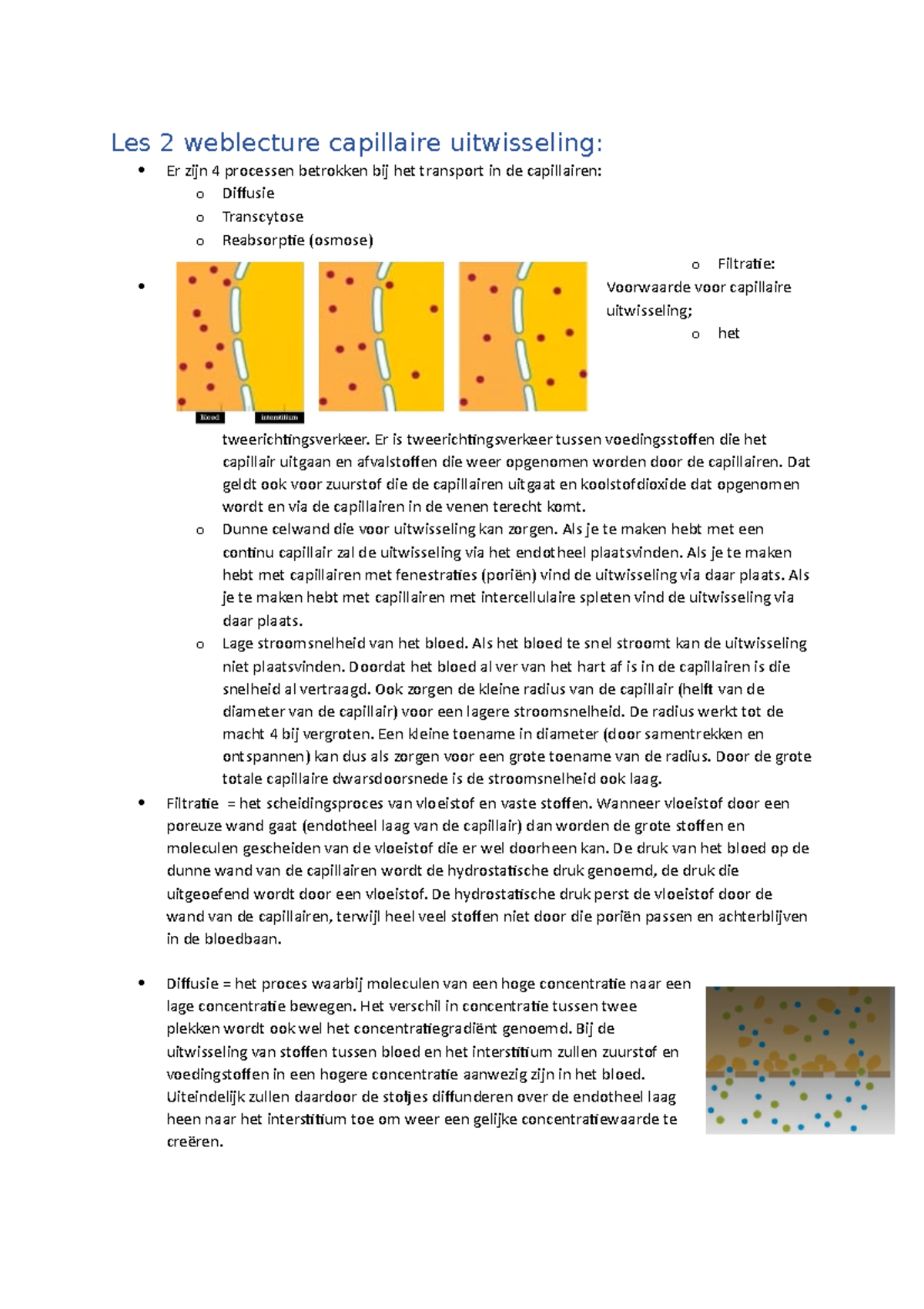 Les 2: Capillaire Uitwisseling in de Weblecture - Studeersnel