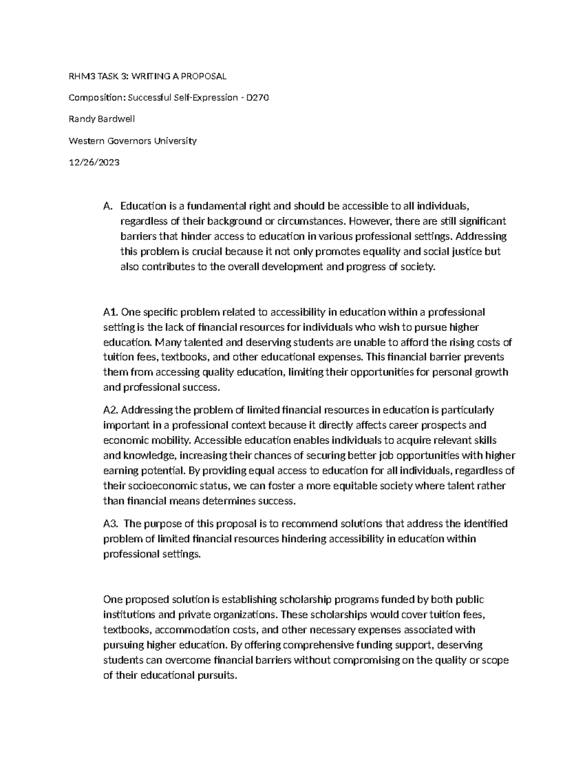 RHM3 Task 3 Proposal: Enhancing Access to Education through ...