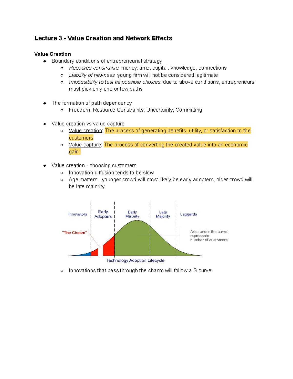 Lecture 3 Notes: Value Creation & Network Effects Analysis - Studeersnel