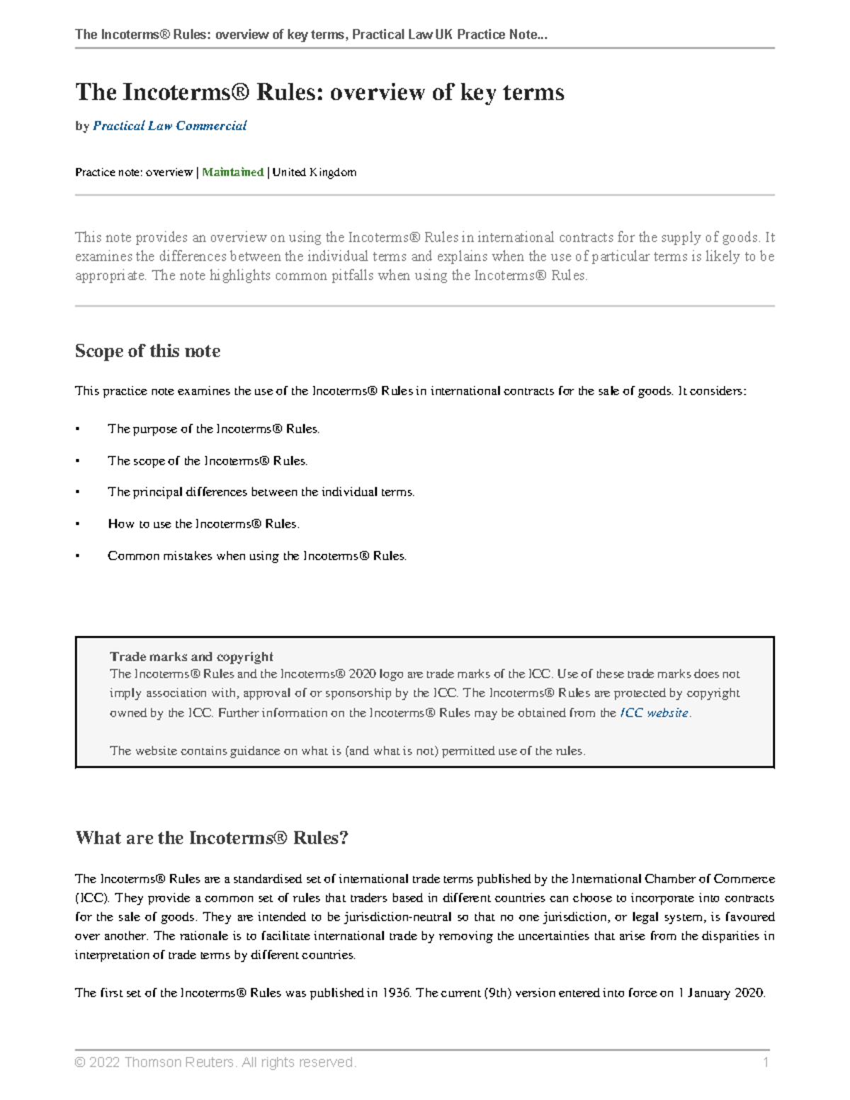 The Incoterms Rules overview of key terms - It examines the differences ...