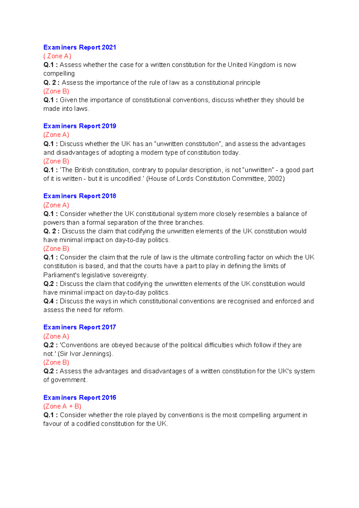 Constitutional Conventions: Key Exam Insights & Analysis QP - Studocu