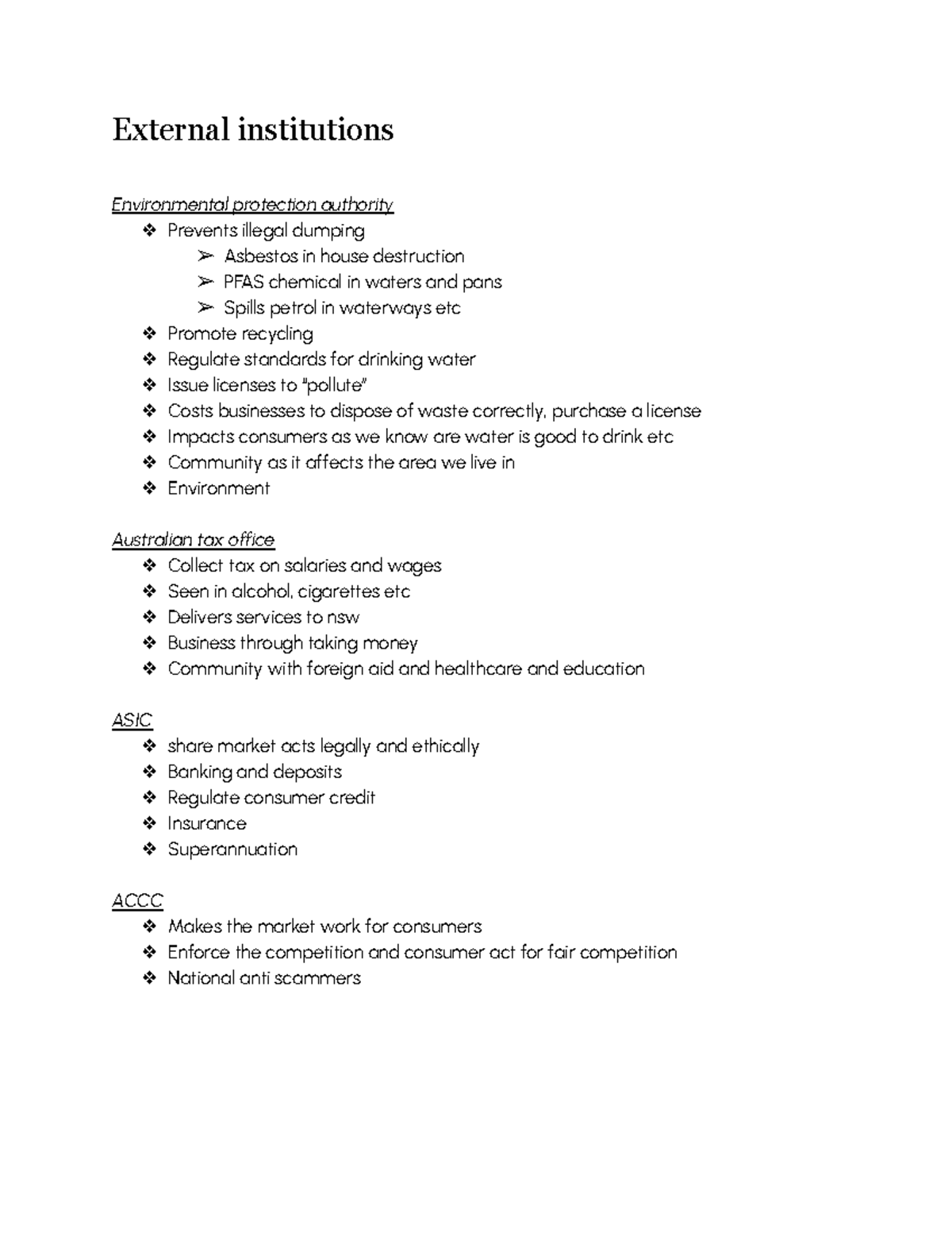 External Institutions and Their Role in Environmental Protection and ...