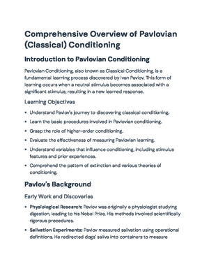 Pavlovian Conditioning: An In-Depth Study - Overview and Applications ...