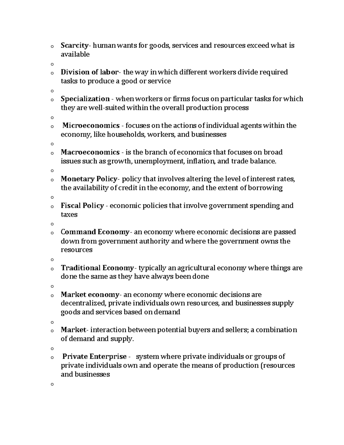 Microeconomics Concepts Overview: Key Terms for ECON 101 - Studocu