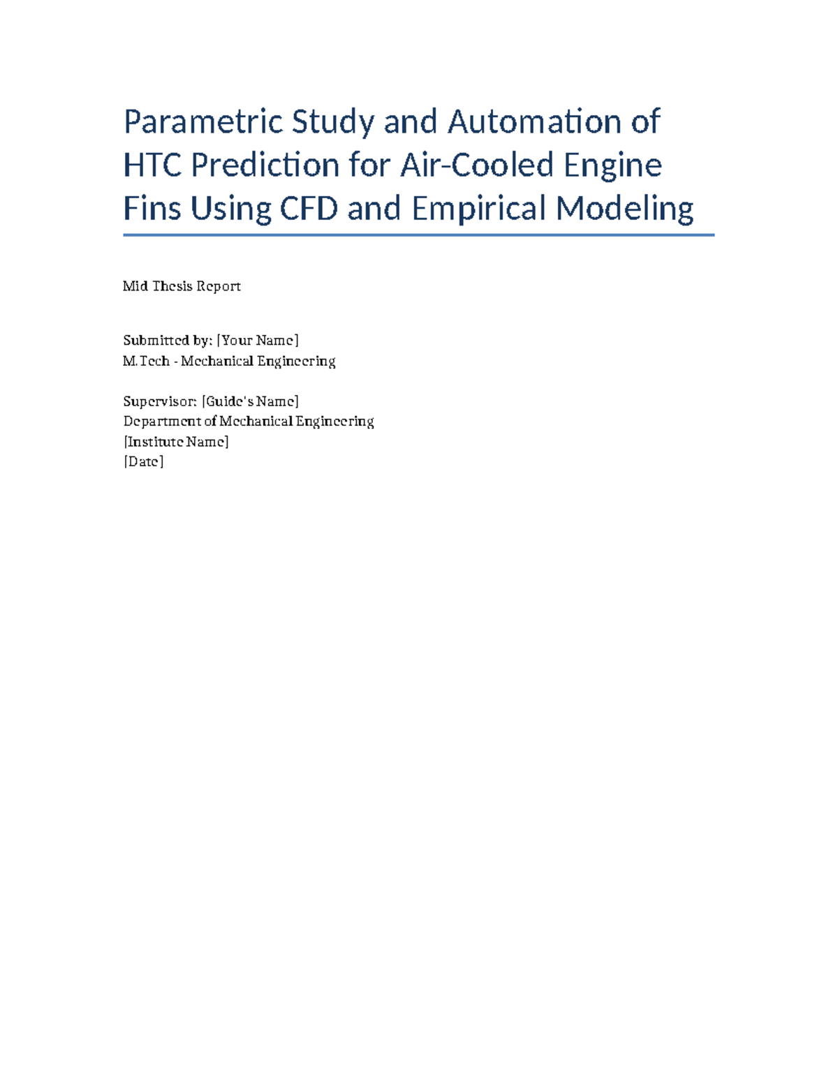 M.Tech Mechanical Engineering Mid Thesis Report on HTC Prediction ...