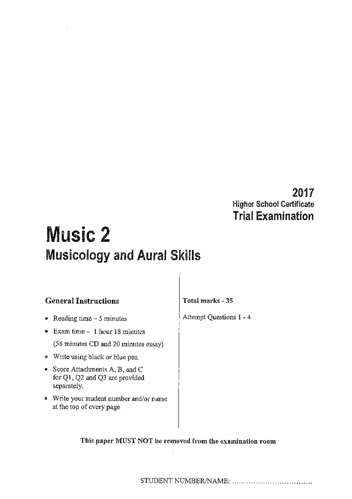 2017 HSC Music 2 Independent Examination - 2017 Higher School ...