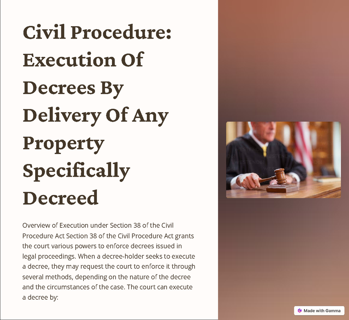 Civil Procedure - Final Exam Notes on Execution of Decrees & Property ...