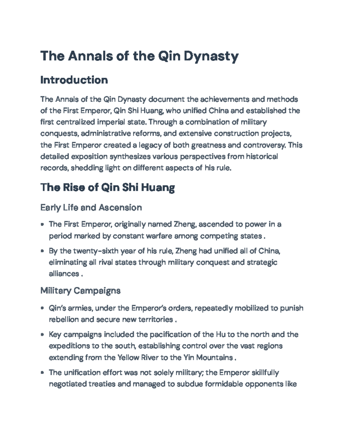 The Annals of the Qin Dynasty: Achievements of Emperor Qin Shi Huang ...
