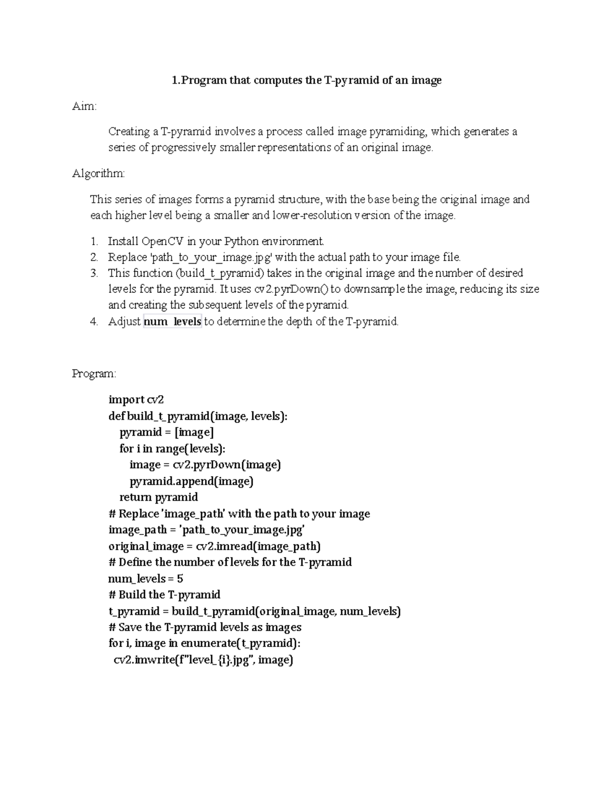 CCS349 Image & Video Analysis LAB: T-Pyramid and Transformations Guide - Studocu
