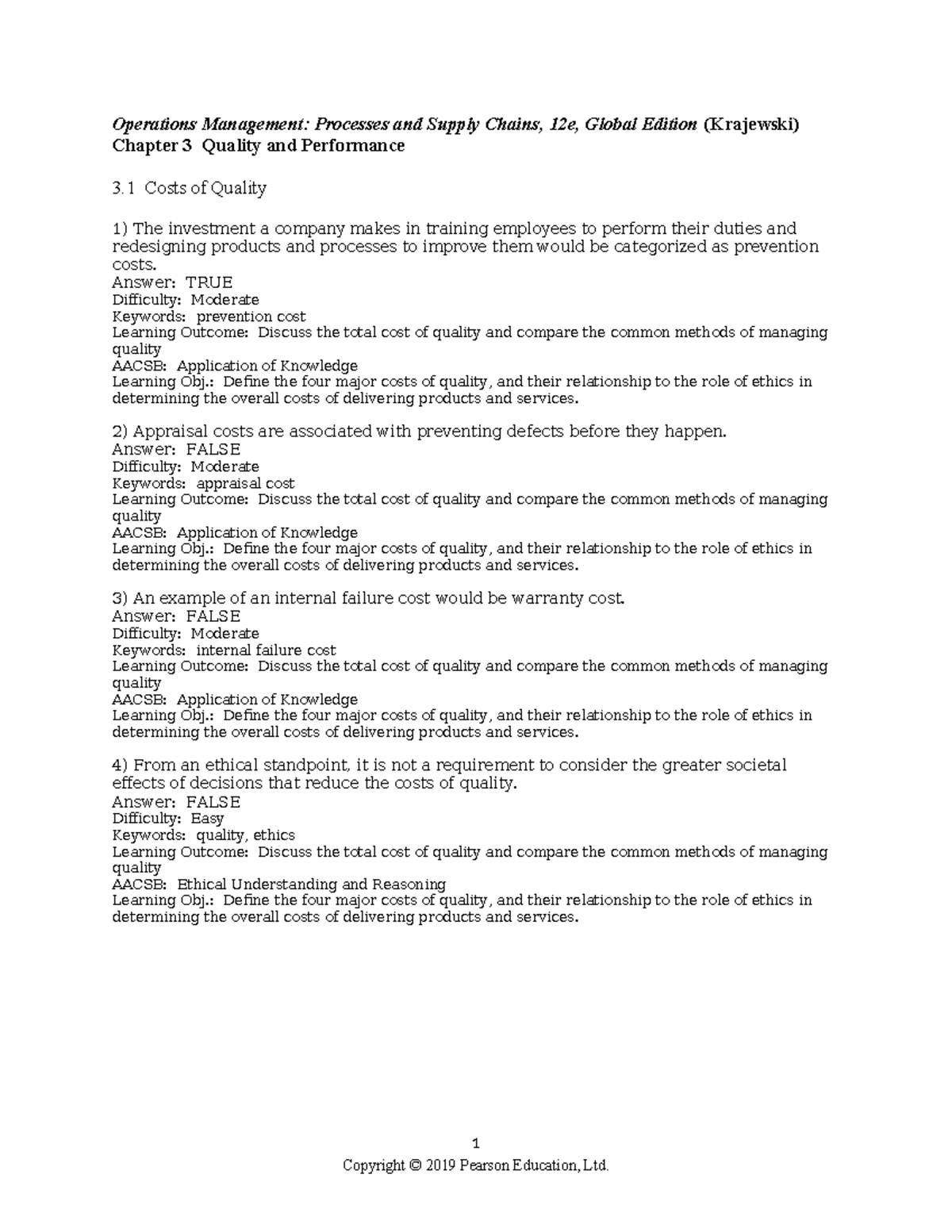 Operations Management OM12: Chapter 3 - Quality and Performance ...
