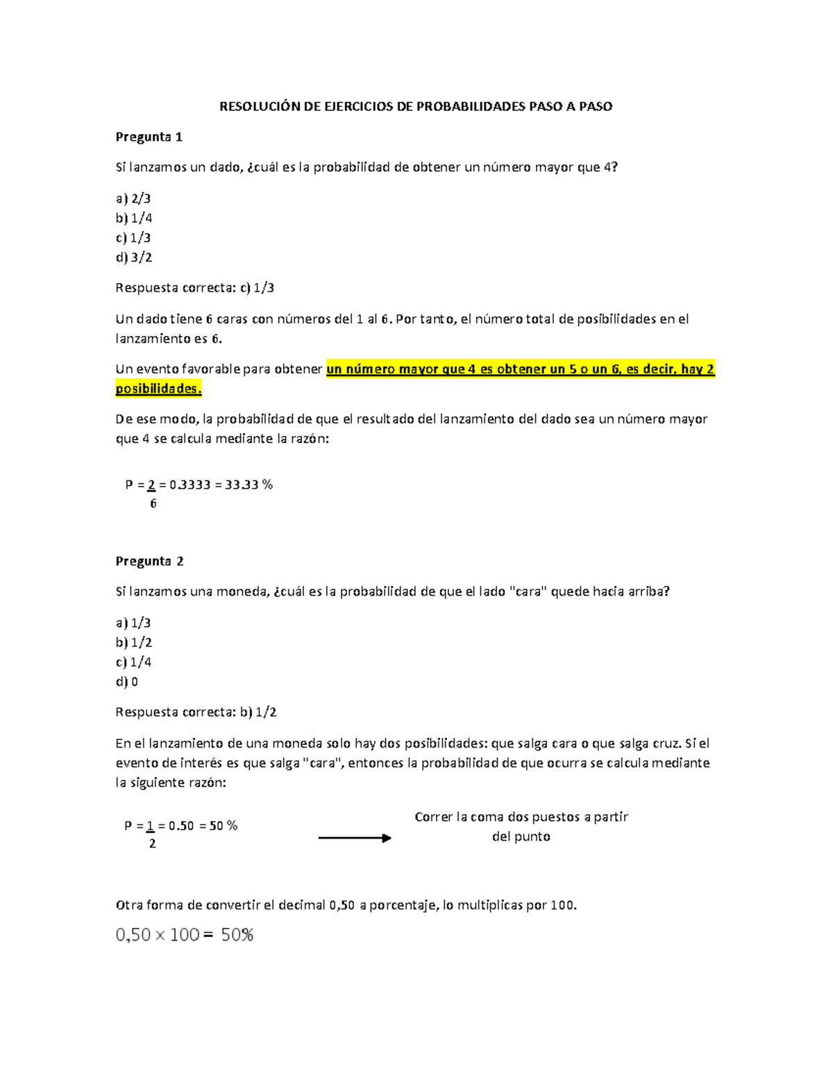 Ejercicios Prácticos de Probabilidades - Respuestas Completas - Studocu