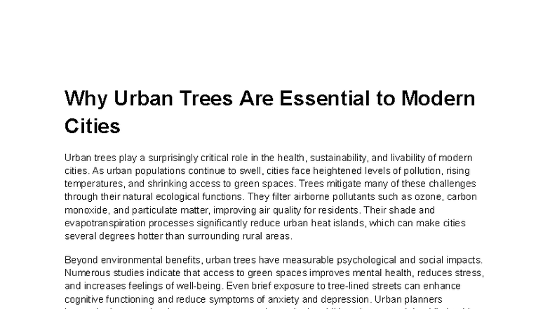 Why Urban Trees Are Essential to Modern Cities - Why Urban Trees Are ...