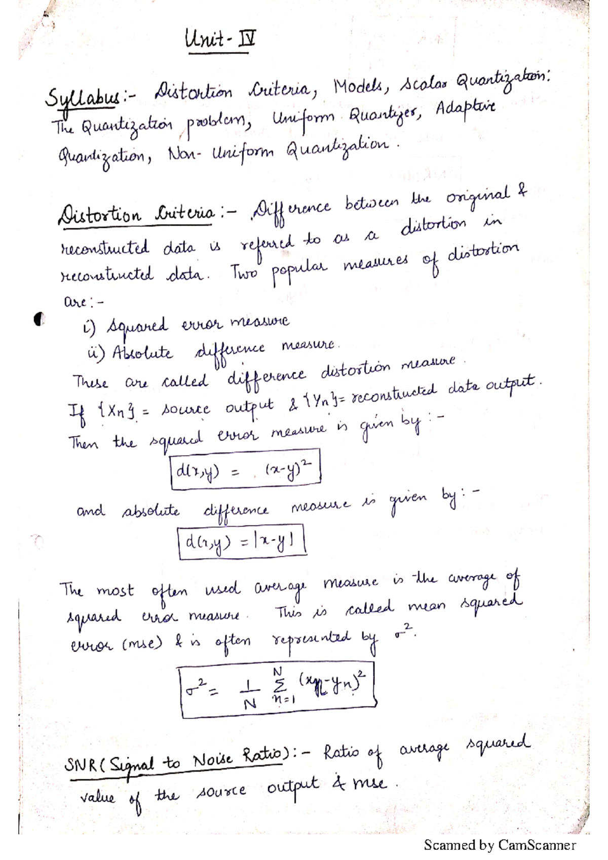 Data Compression Unit 4 notes - Studocu