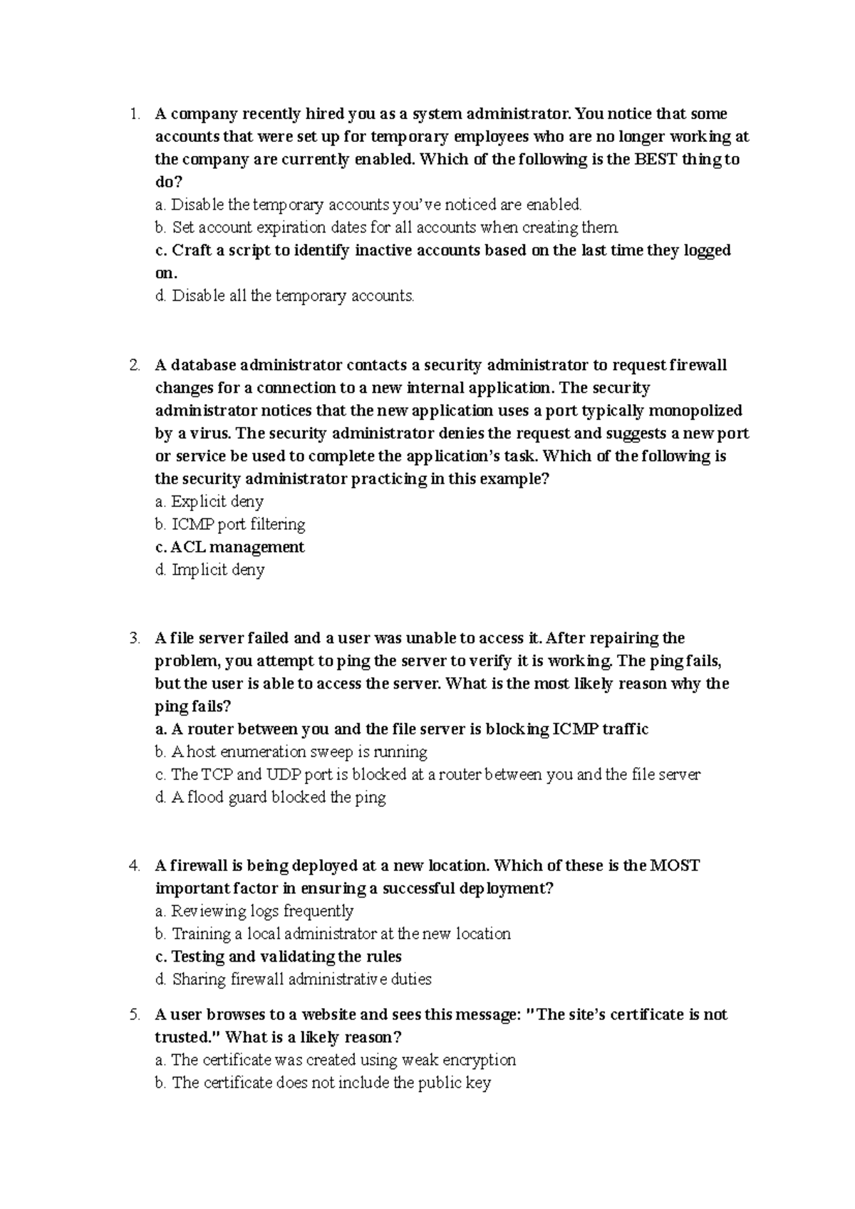 MOCK TEST SNA 2025 - SYSTEM AND NETWORK ADMINISTRATION FINAL EXAM - Studocu