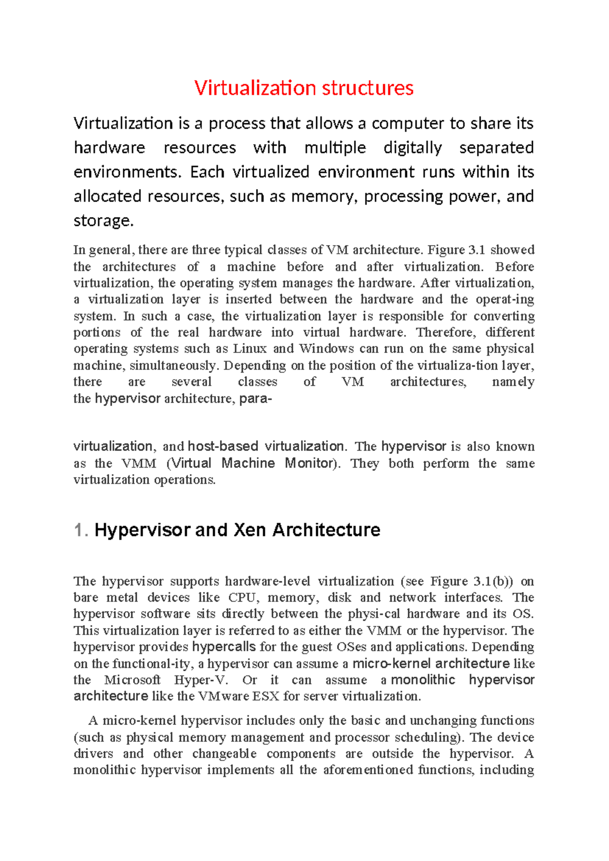 VM Architecture and Hypervisor Mechanisms: Key Virtualization Concepts ...