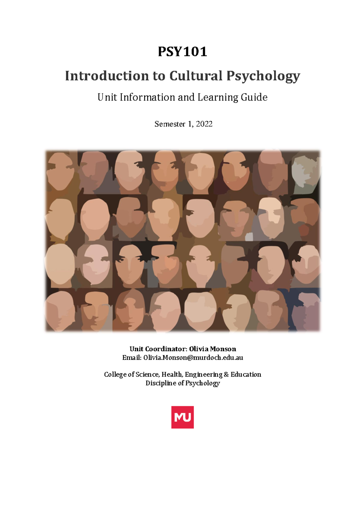 PSY101 Unit guide 2022 - ... - PSY Introduction to Cultural Psychology ...