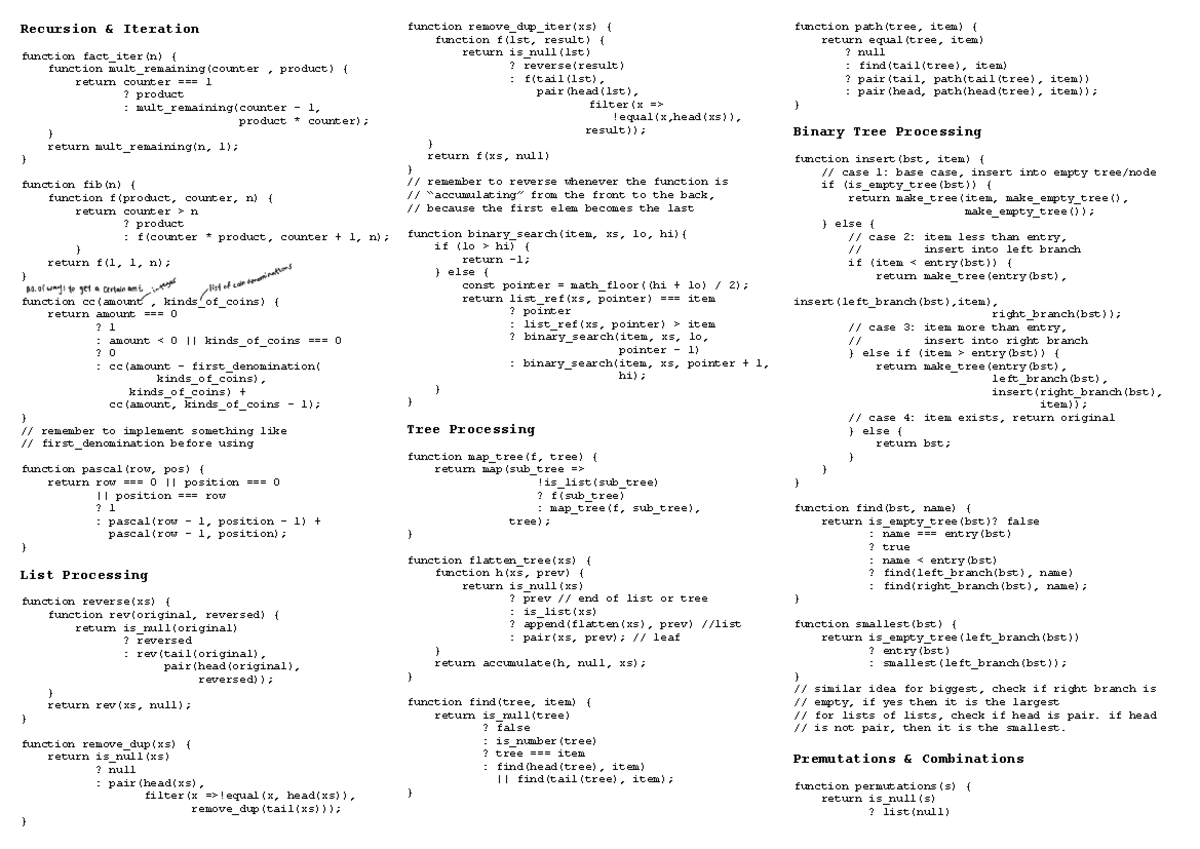 Midterm Cheatsheet (For sharing) - Recursion & Iteration function fact_iter(n) { function - Studocu
