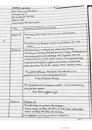 EXP 1 RATE OF Reaction LAB Report (2021) - CHEMISTRY LABORATORY REPORT ...