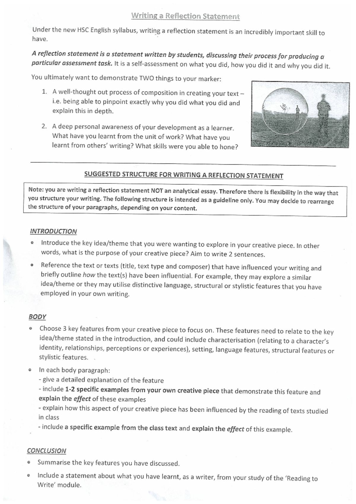 HSC English Reflection Statement Scaffold: Writing Insights & Structure ...