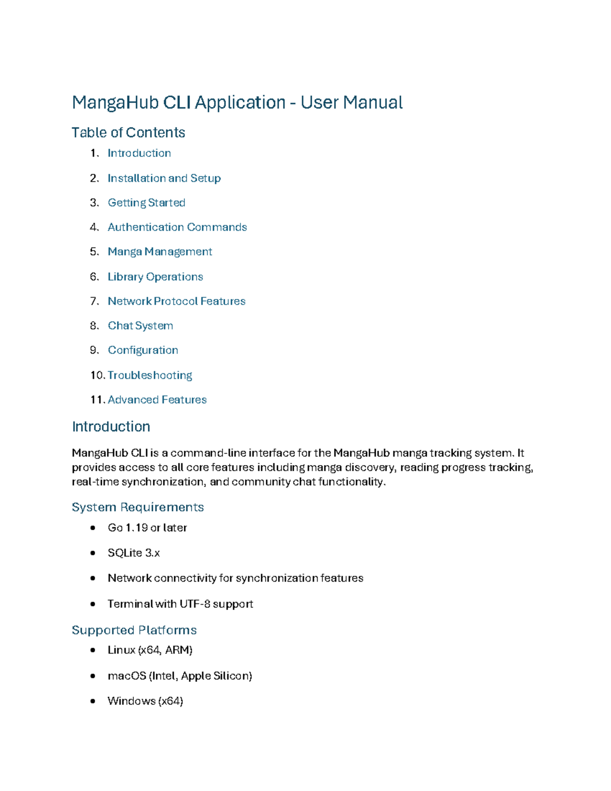 MangaHub CLI User Manual: Installation & Features Guide - Studocu