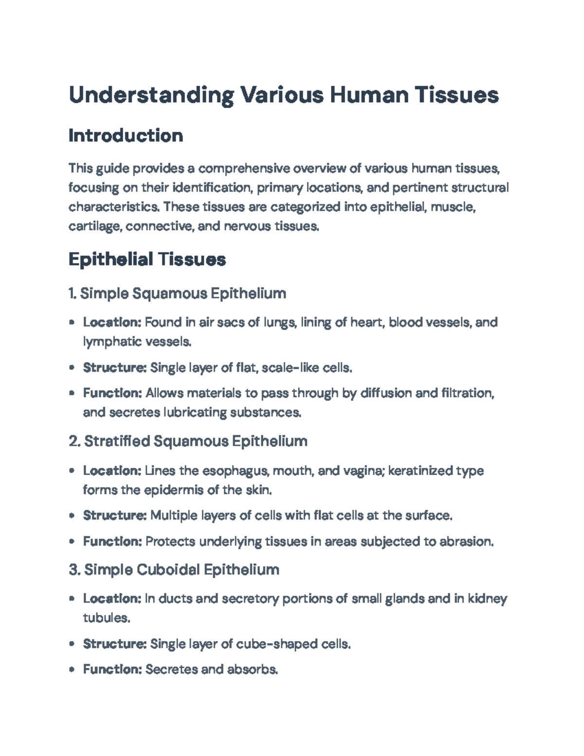Comprehensive Guide to Human Tissues and Their Functions ...