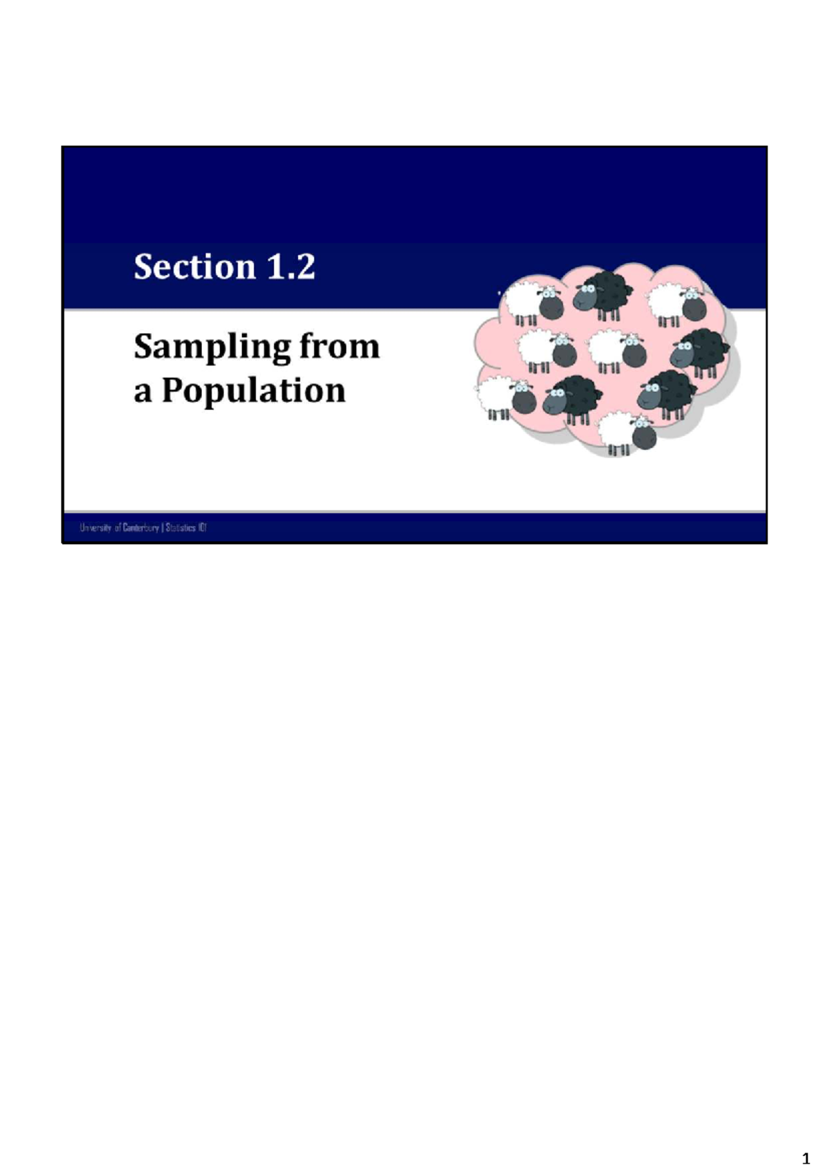 Lecturers Notes Set 1: Understanding Sampling Bias and Population ...