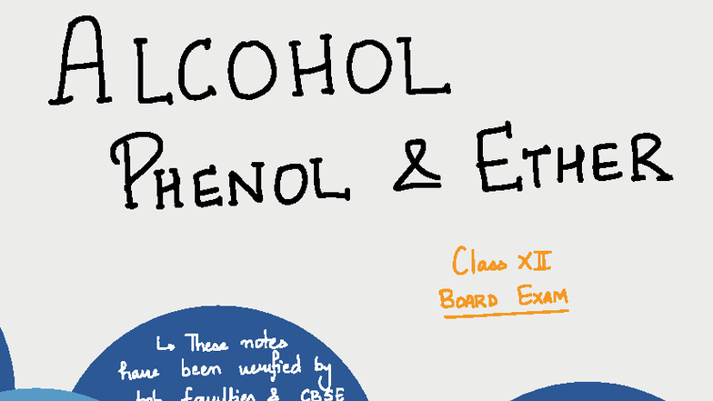 Alcohol ether phenol - ALL IN ONE NOTES - Chemistry class 12 ...