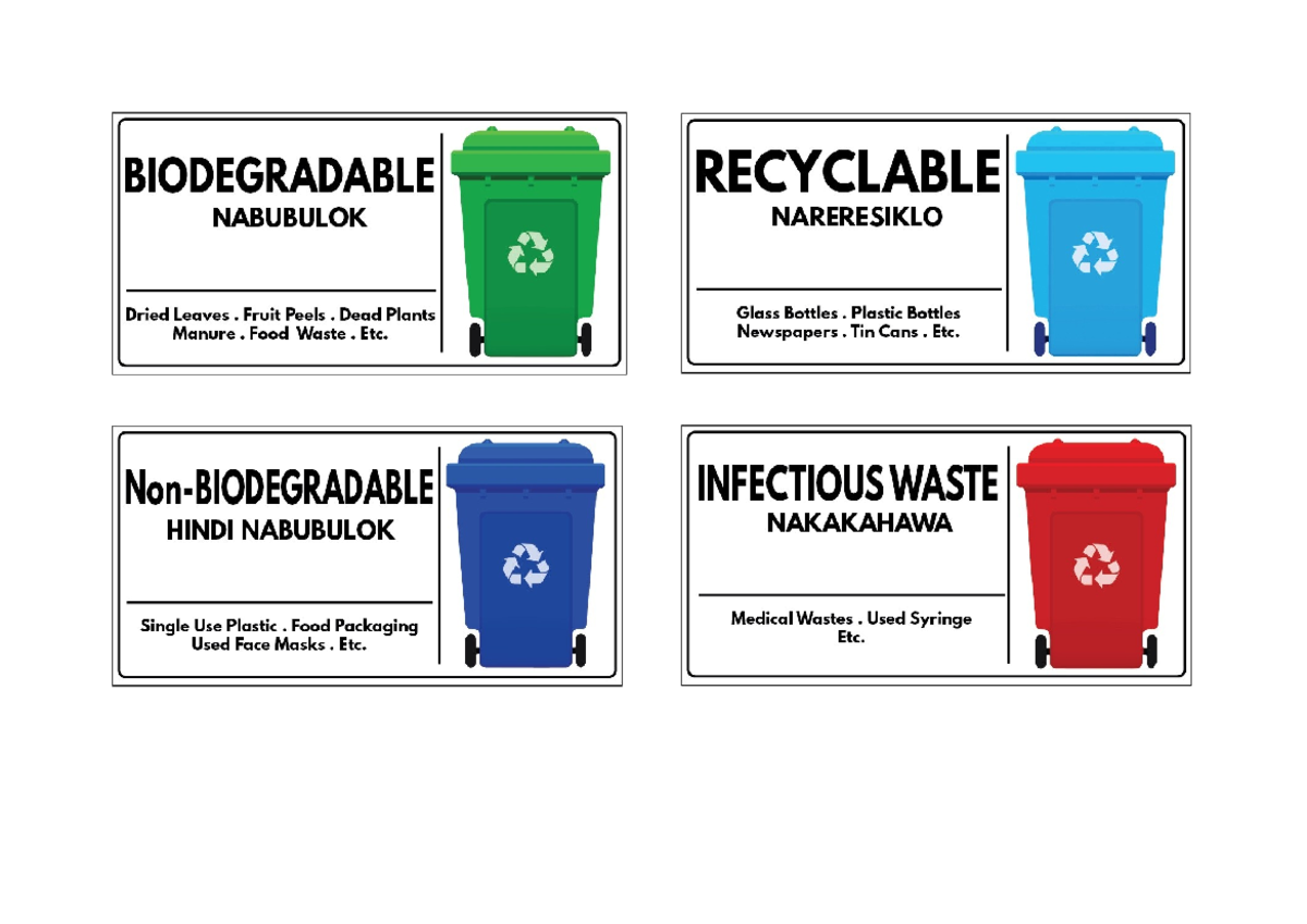 Trashbin Label - Elementary Education - BIODEGRADABLE RECYCLABLE ...