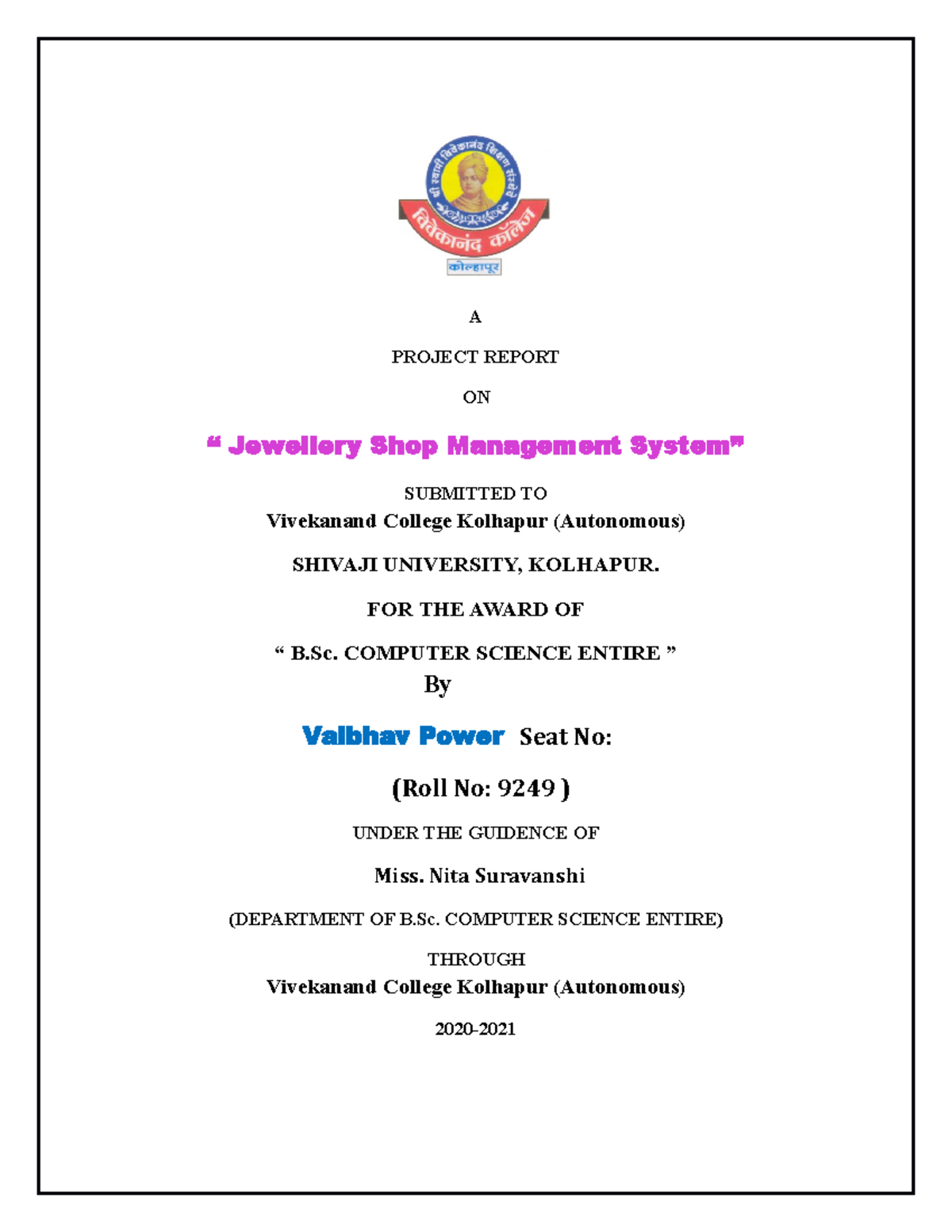 JMS(updated) - Documentation(Jewellary management System) project - A ...