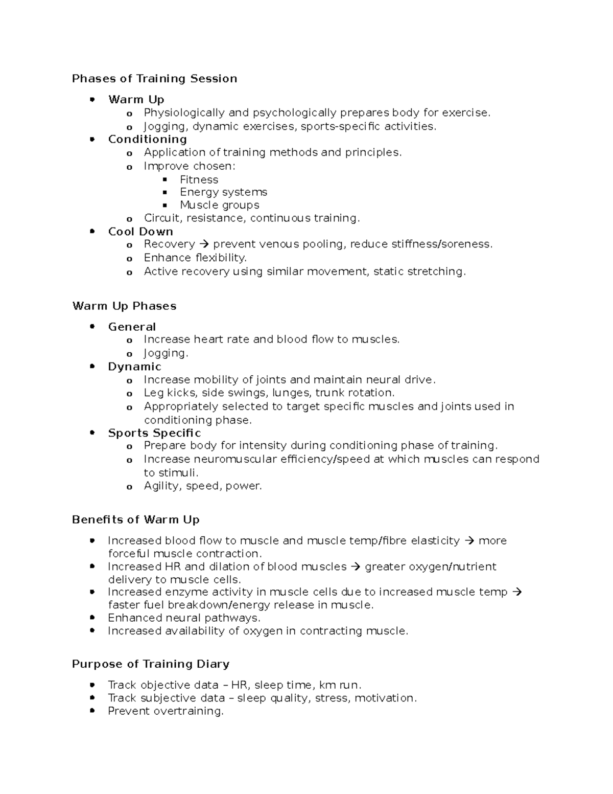 PE Training Principles: Training Phases and Methods Overview - Studocu