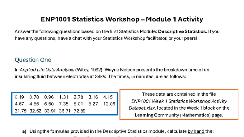ENP1001 Descriptive Statistics Workshop Module 1 Activity Guide - Studocu