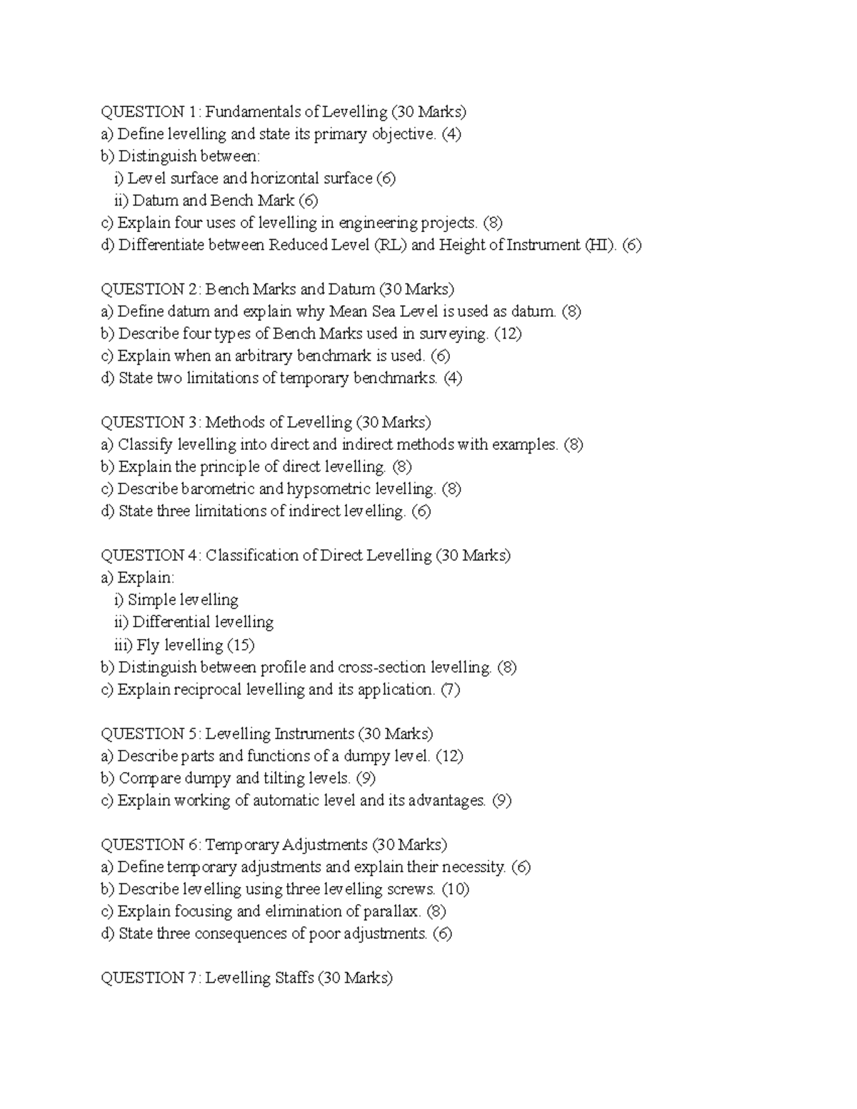 Civil Engineering 2026: Levelling Fundamentals & Methods Questions ...
