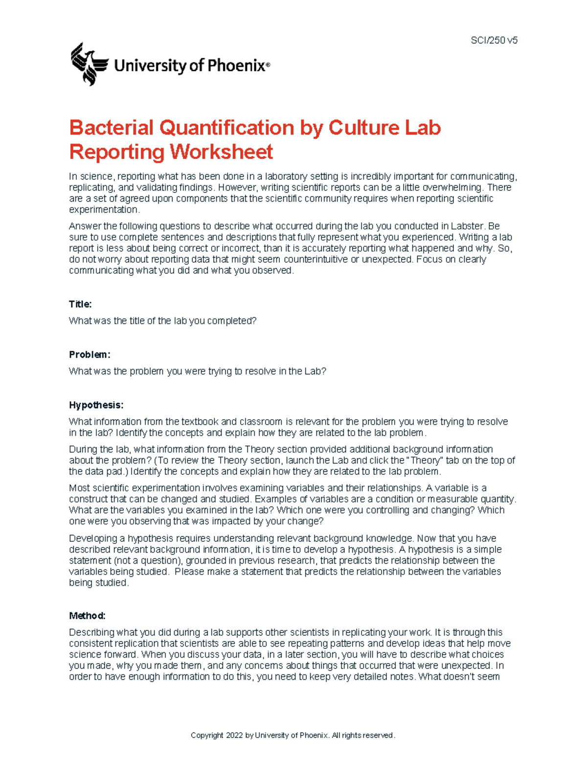 Sci250 v5 wk3 Bacterial Quantification Lab Report Guidelines - Studocu
