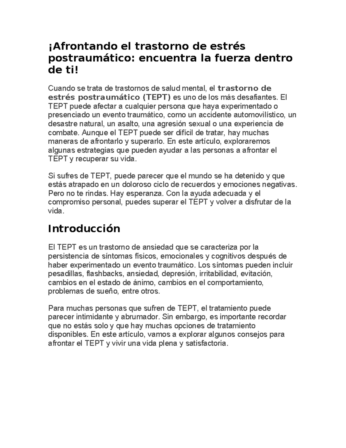 Afrontando el TEPT: Estrategias para Recuperar tu Vida y Esperanza ...