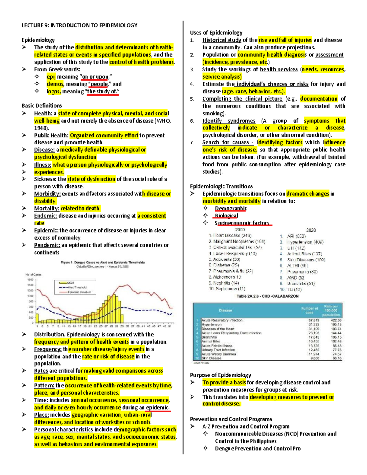 Finals Biostat - part1 - LECTURE 9: INTRODUCTION TO EPIDEMIOLOGY ...