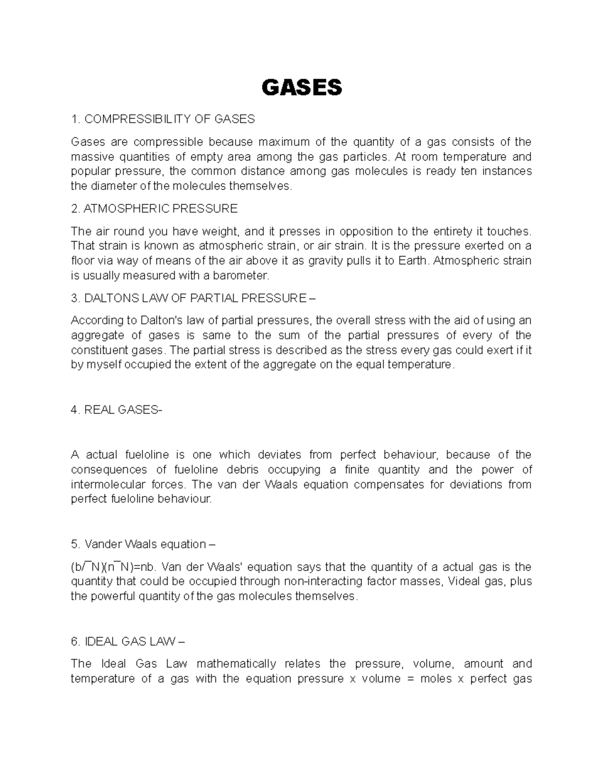 Gases - Key Concepts and Principles for CHEM 101 - Studocu