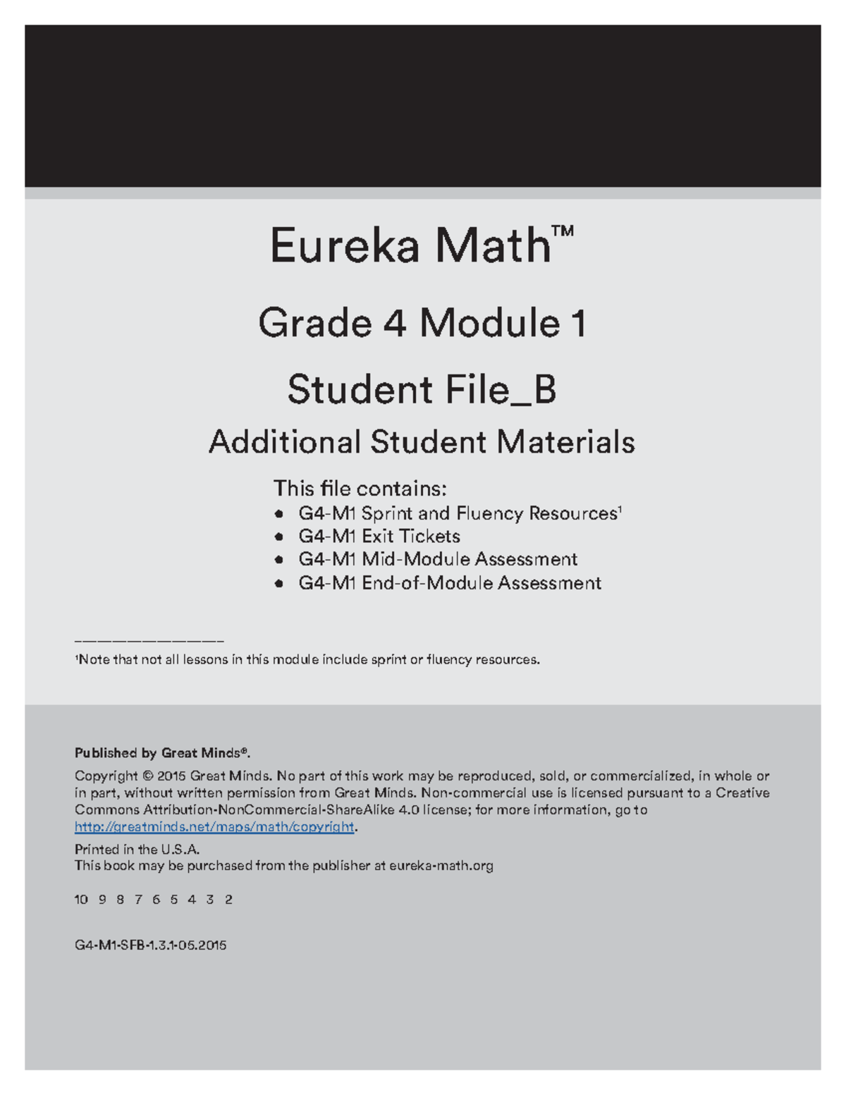 Eureka Math G4 M1: Additional Student Materials & Assessments - Studocu