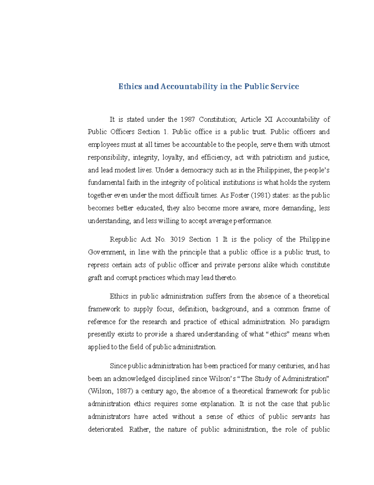 Ethics and Accountability in Public Service: A Comprehensive Study ...