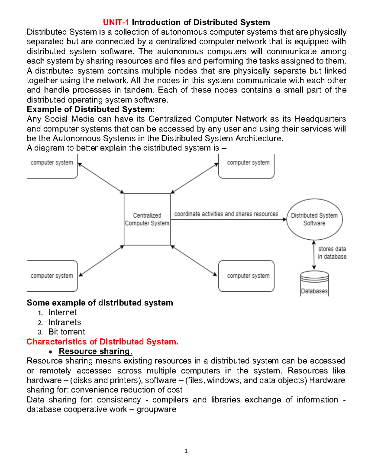 Distributed System- Mr. P.J. - UNIT-1 Introduction of Distributed ...