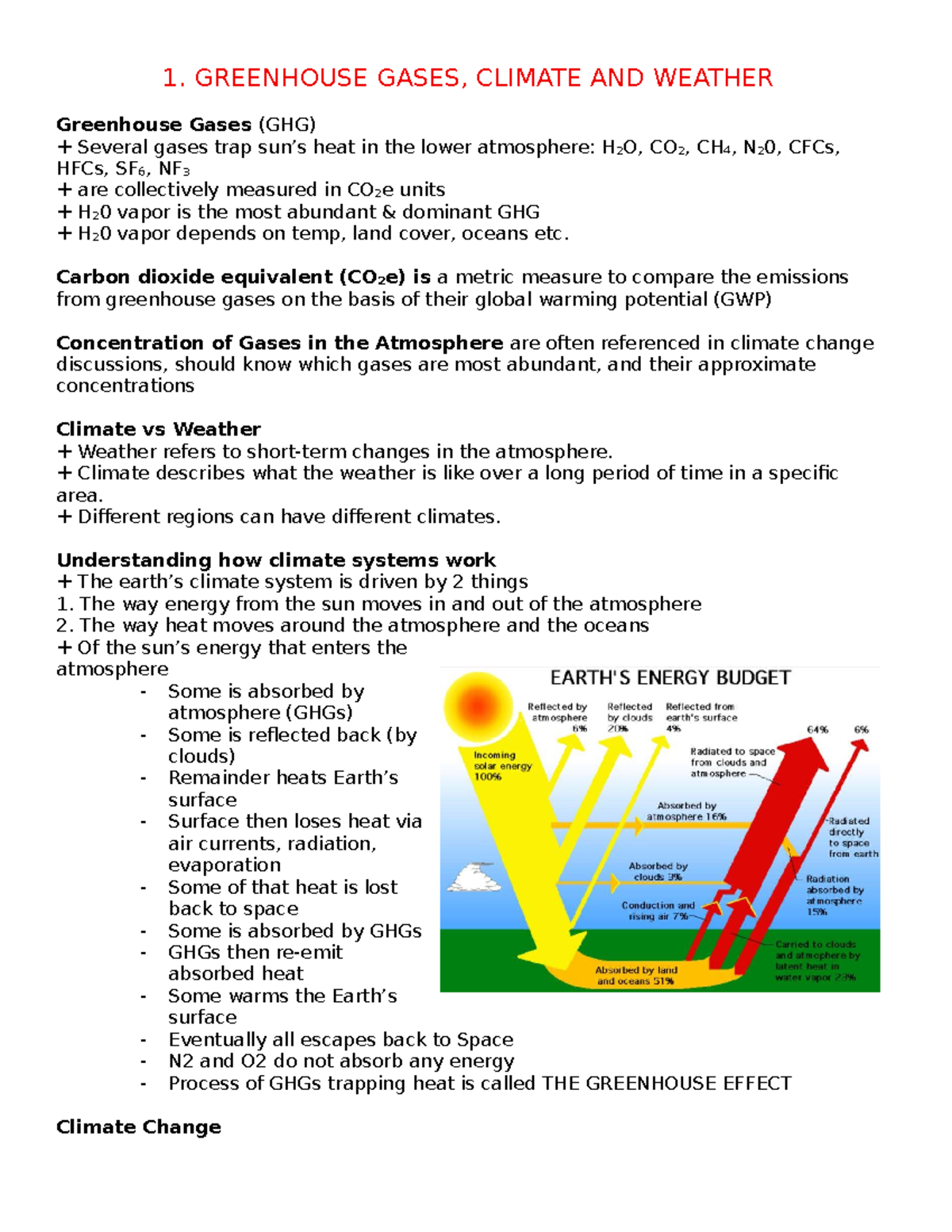 ENVM1522 Lecture Notes: Greenhouse Gases, Climate Change & Mitigation ...