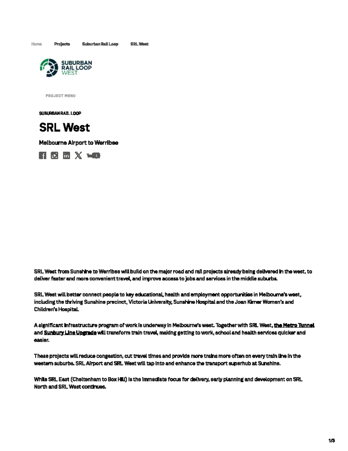 SRL West Overview: Suburban Rail Loop Project Insights - Studocu