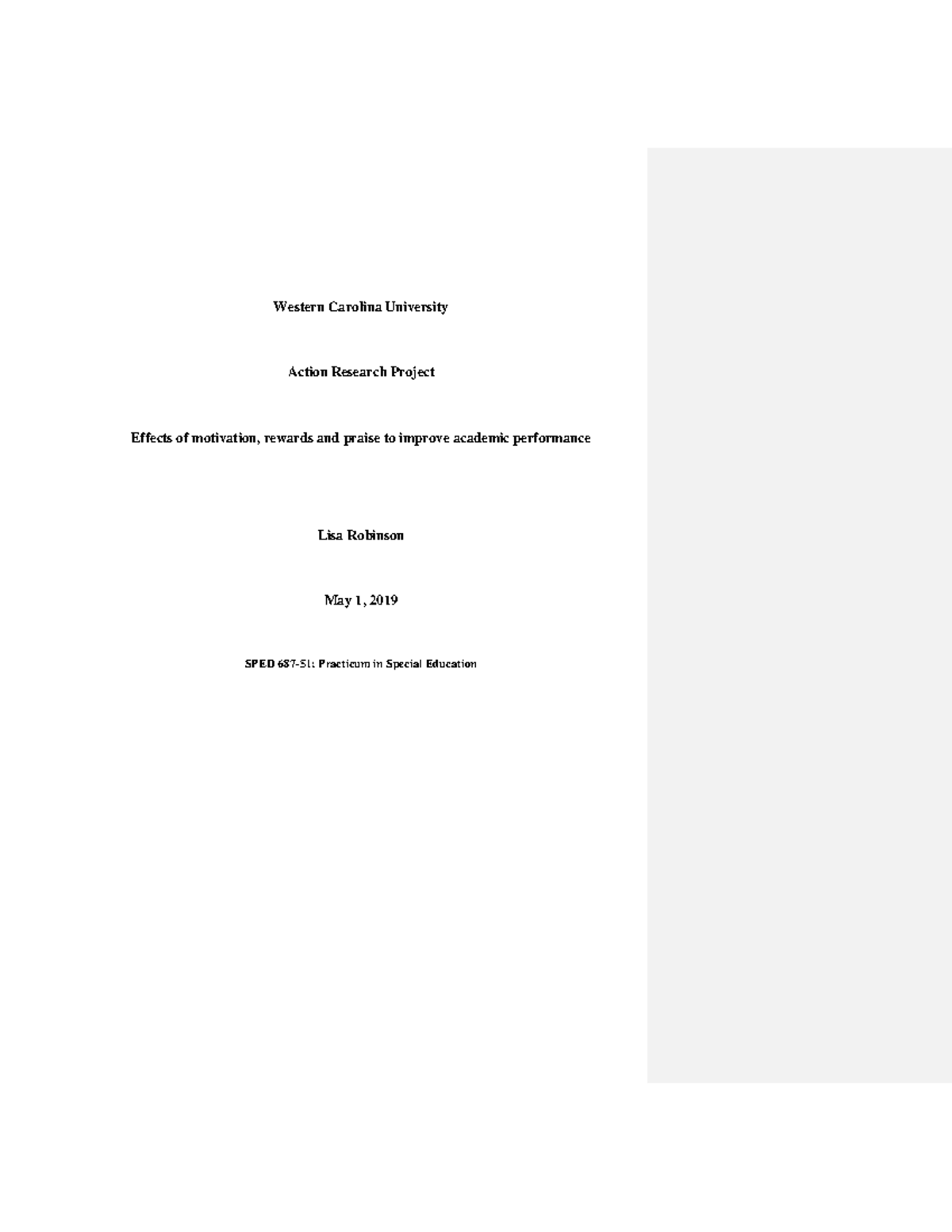 SPED 687-51: Action Research on Motivation to Improve Student Performance - Studocu