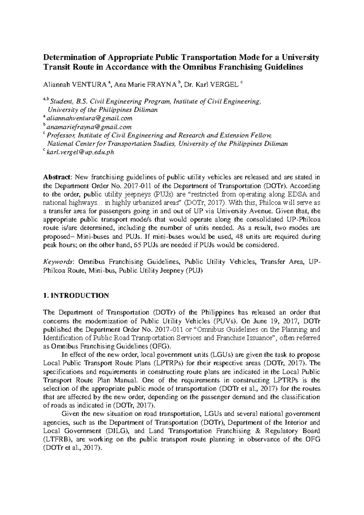 TSSP2018-16 - Public Transport Mode Selection for UP-Philcoa Route ...