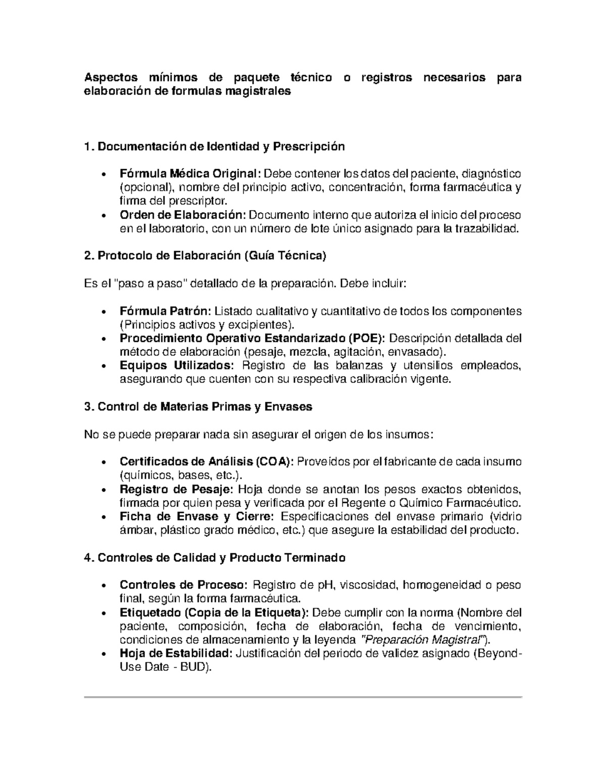 Aspectos Mínimos para Elaboración de Fórmulas Magistrales - 1 - Studocu